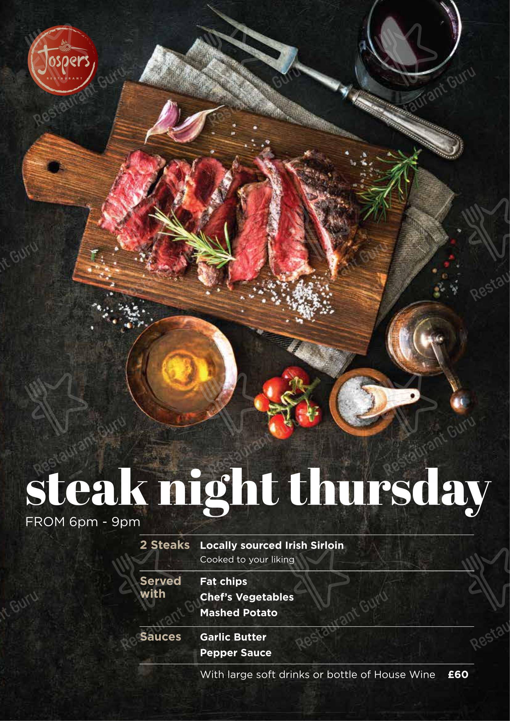 Menu at Jospers Steakhouse @ Ten Square, Belfast