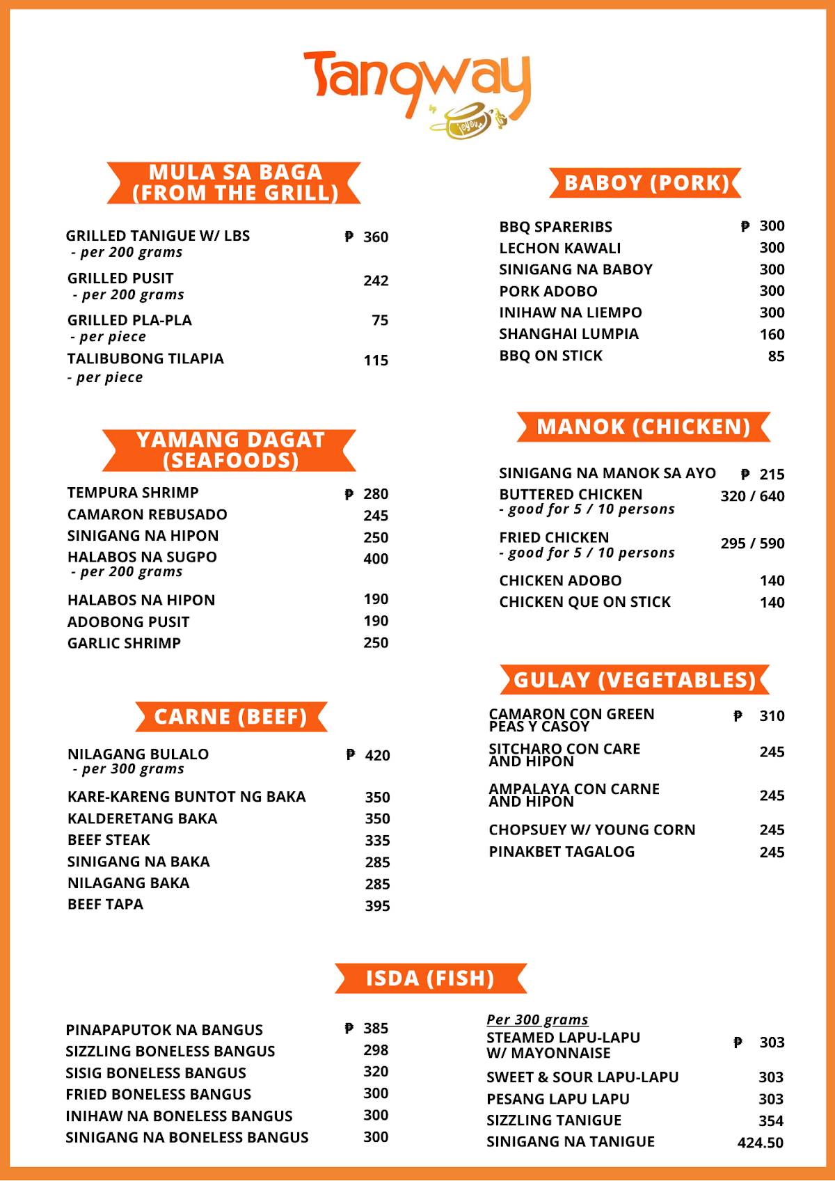 Menu at Joyous Tangway Restaurant, City of Balanga