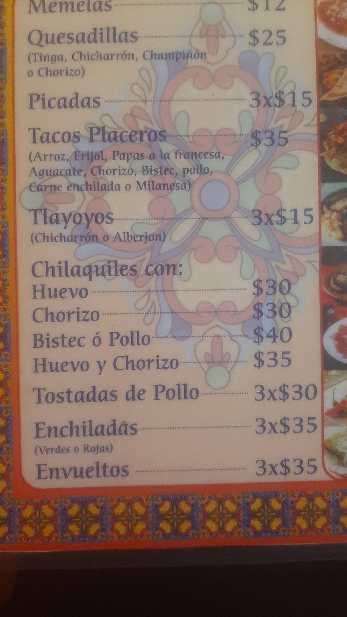 Menu at Jugos Y Tortas Hernandez restaurant, Puebla City