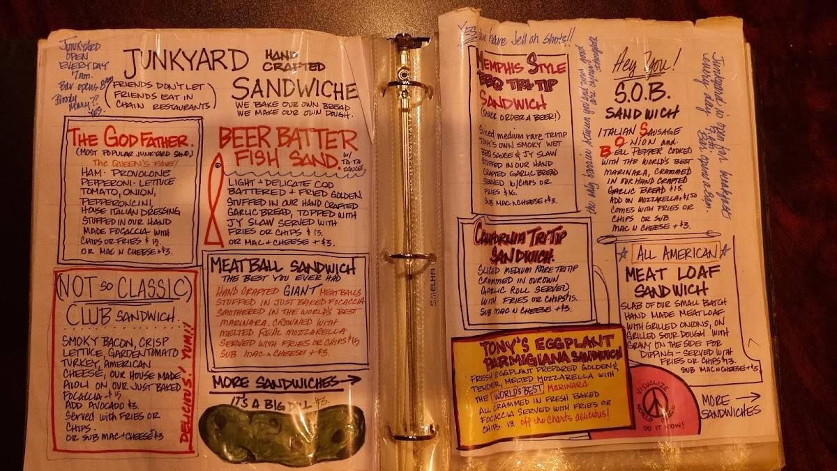 Menu at Junkyard Cafe, Simi Valley, Cochran St