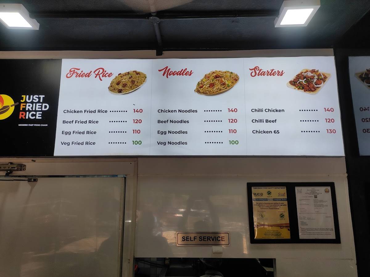 Menu at Just Fried Rice, Chennai, Shop No.1