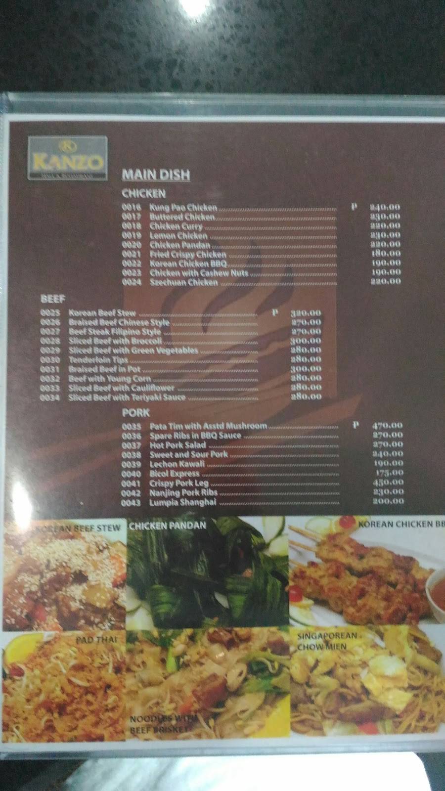 Menu at KANZO HALL & RESTAURANT, Legazpi City