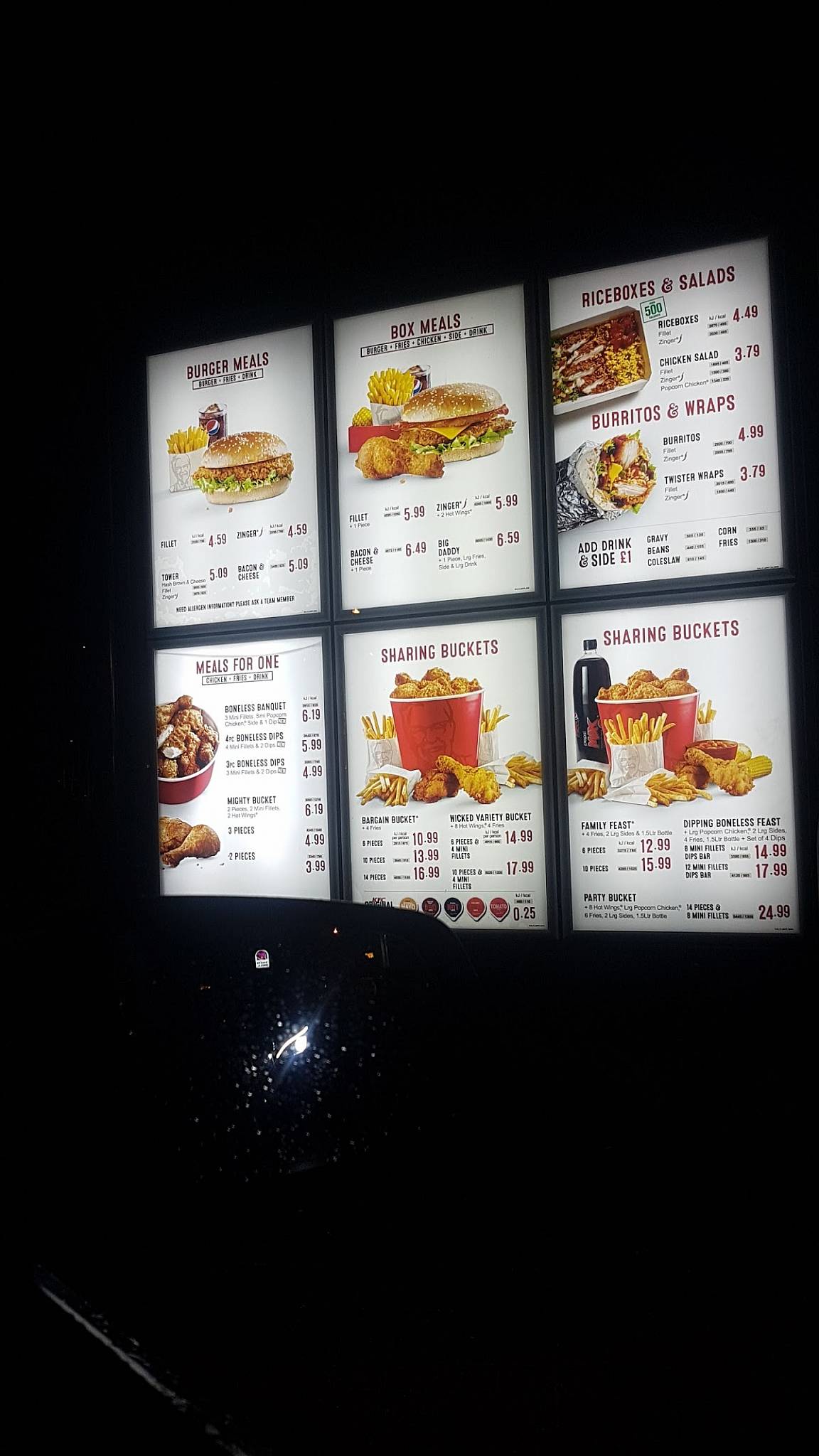Menu at KFC restaurant, Cleethorpes, Meridian Point Retail Park