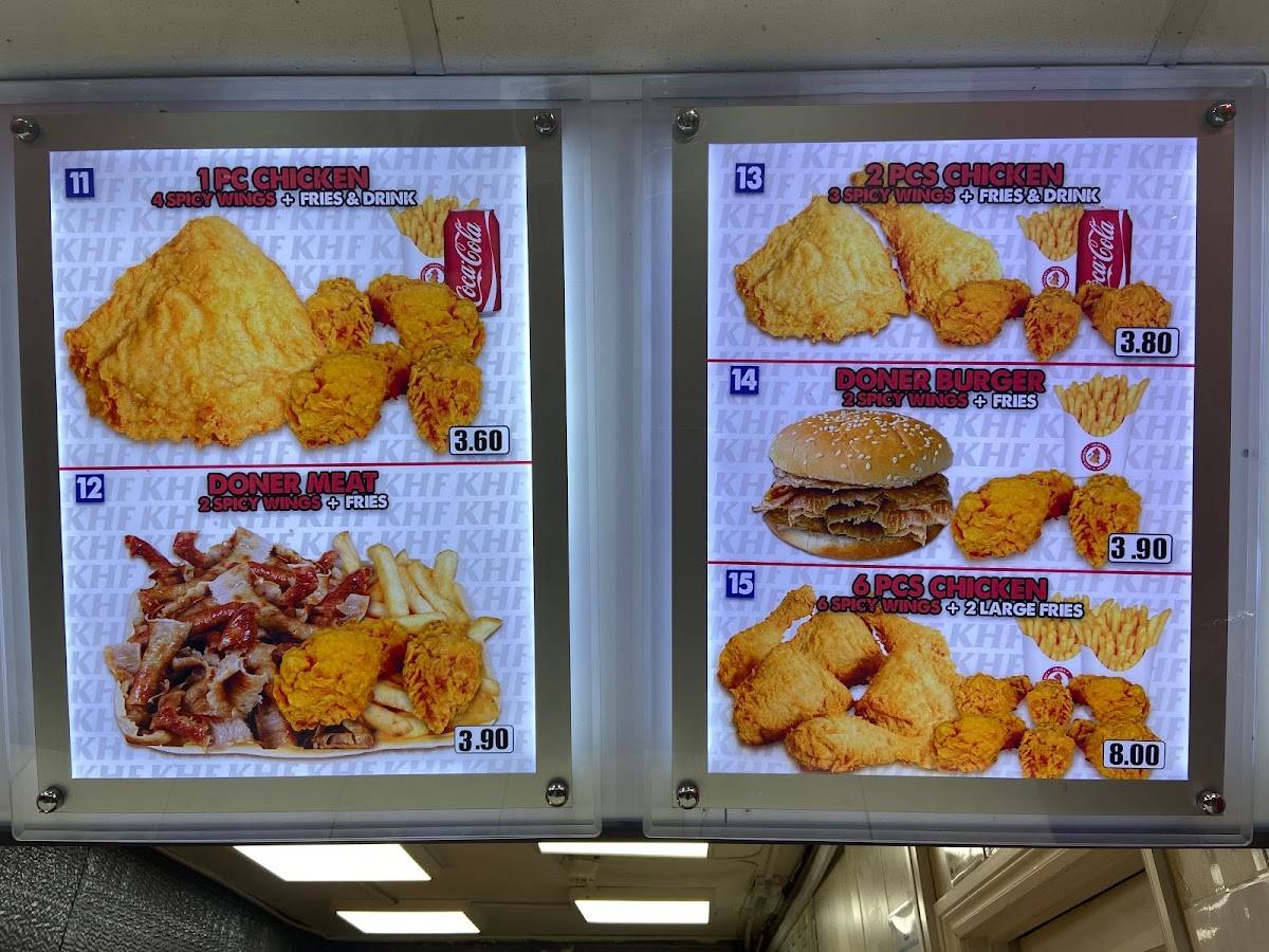 Menu at KHF STEPNEY restaurant, London, 210 Mile End Rd