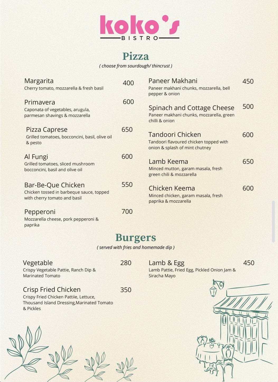 Menu at KOKO'S BISTRO, Gurugram