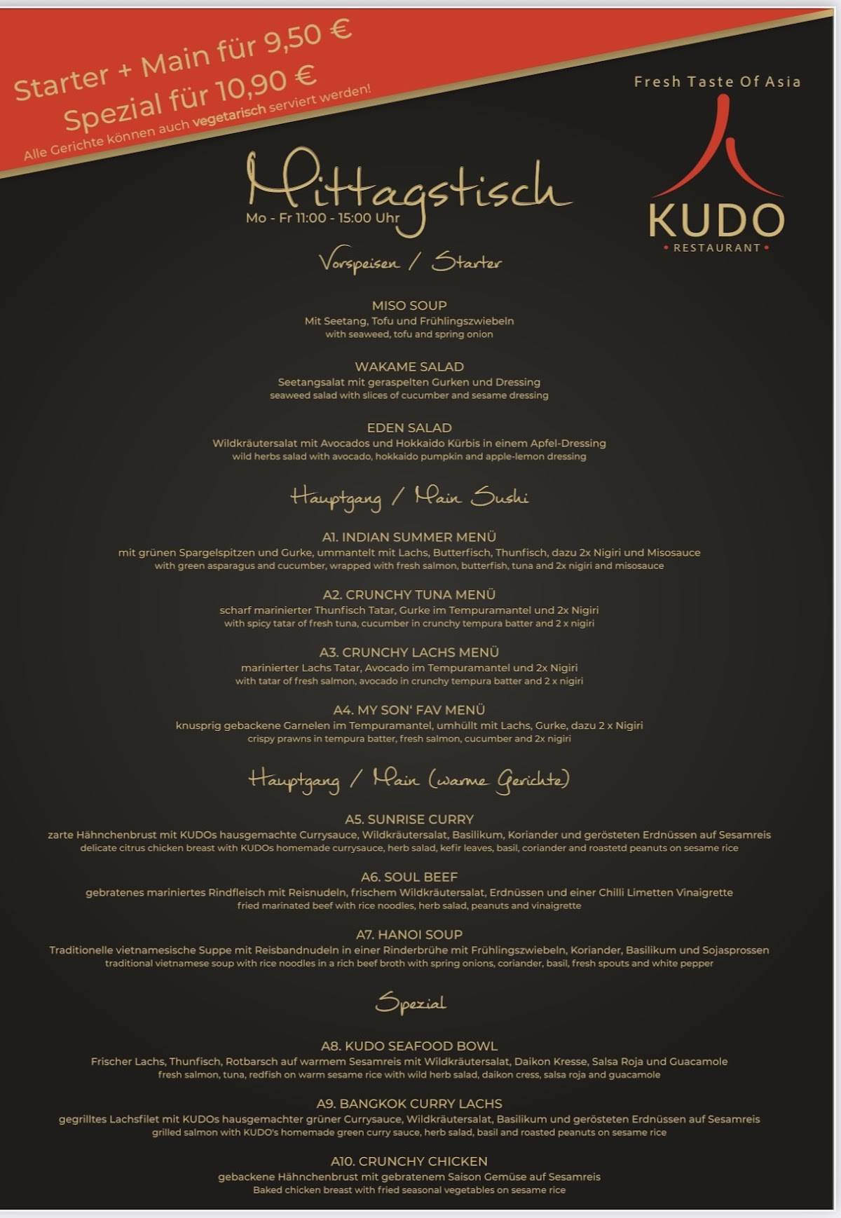 Speisekarte von KUDO Fusion Restaurant, Emden