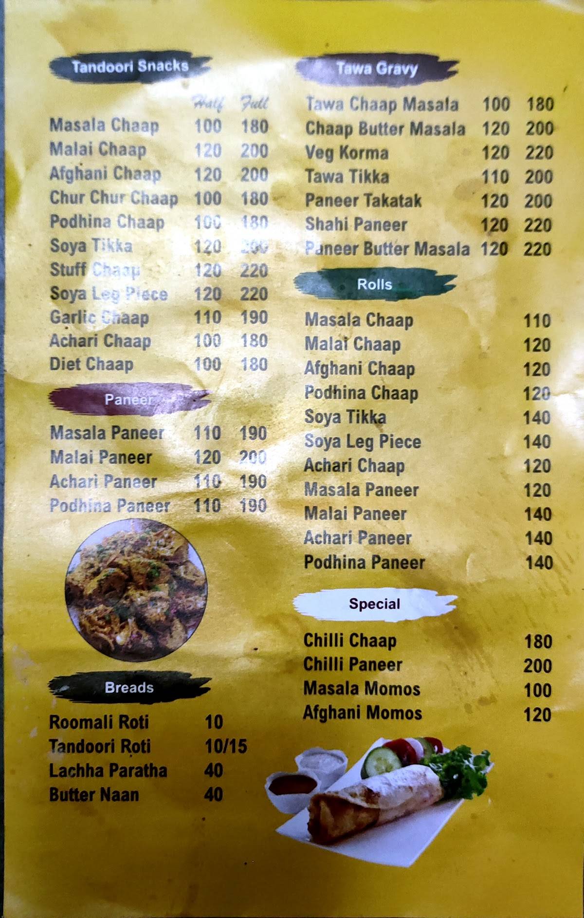 Menu at Kabir Chap Corner, Jaipur