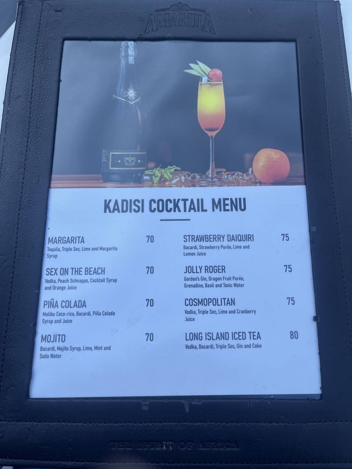 Menu at Kadisi Restaurant at Blyde Canyon, A Forever Resort, Matibidi