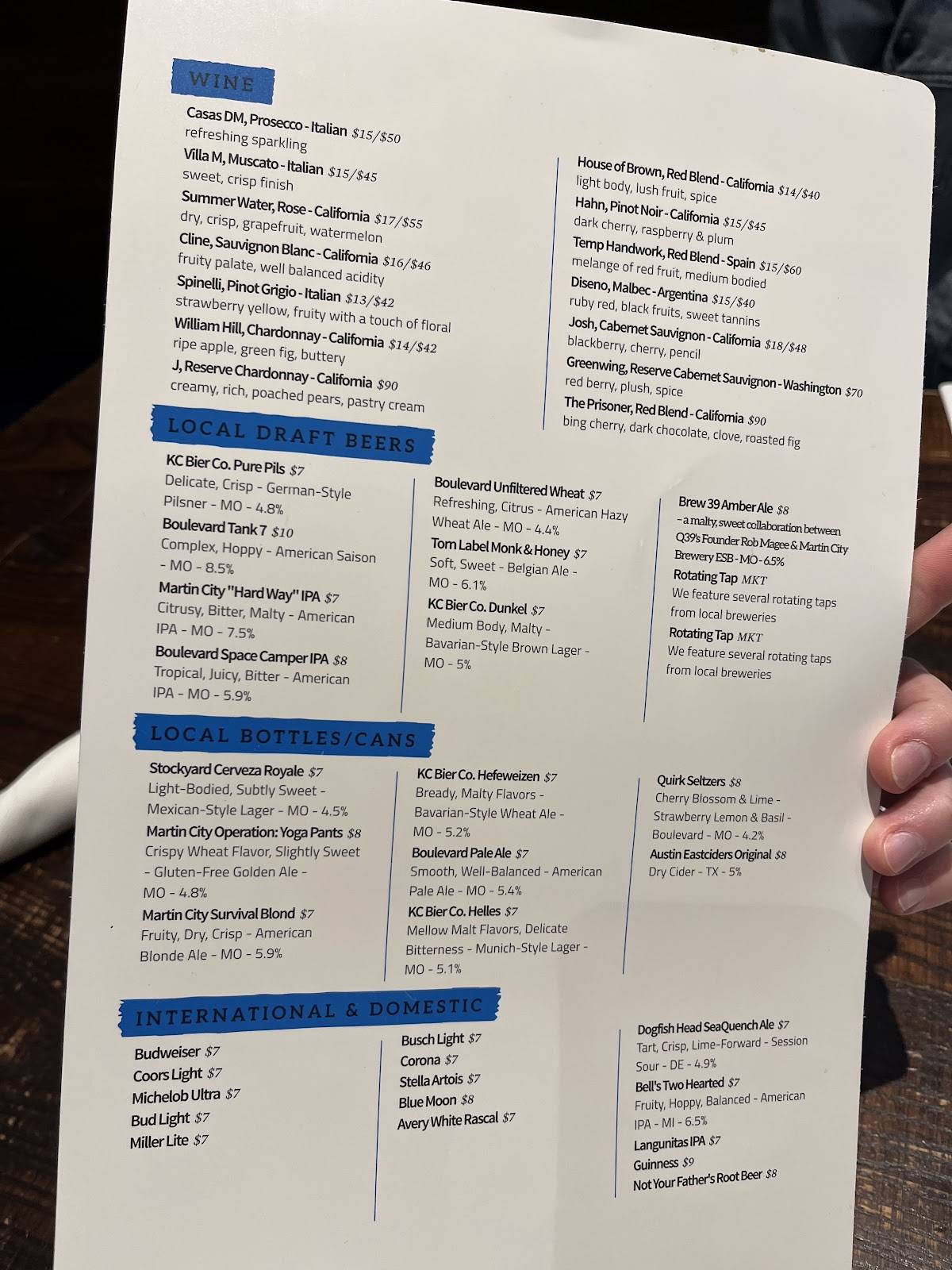 Menu at Q39 - Midtown BBQ, Kansas City