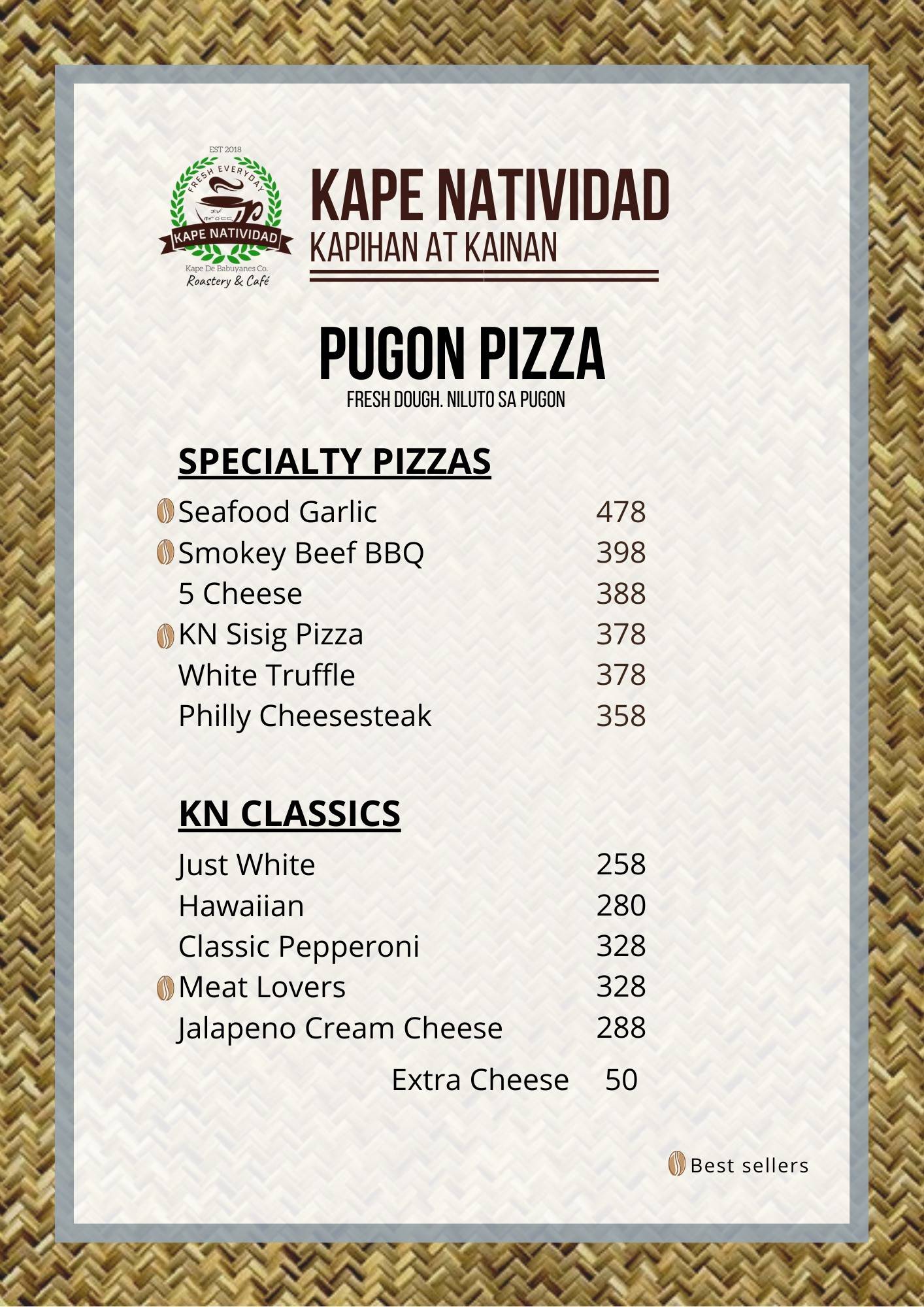 Carta del restaurante Kape Natividad Marilaque Tanay, Rizal, Tanay