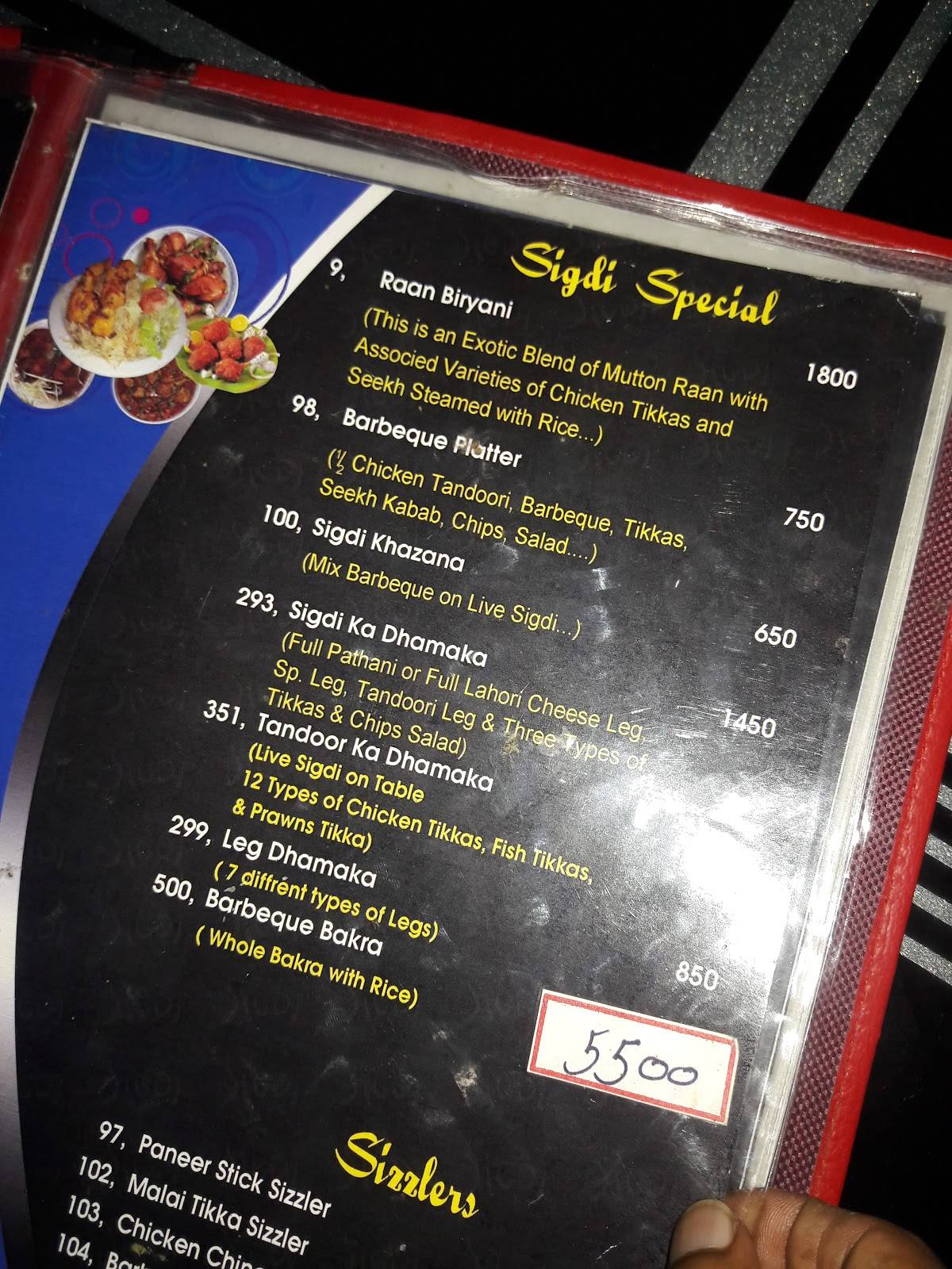 Menu at Sigdi Restaurant, Kapletha, Surat - Navsari Rd