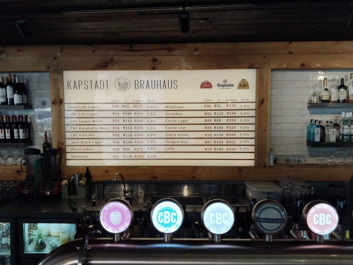 Menu at Kapstadt Brauhaus Paarl restaurant, Paarl