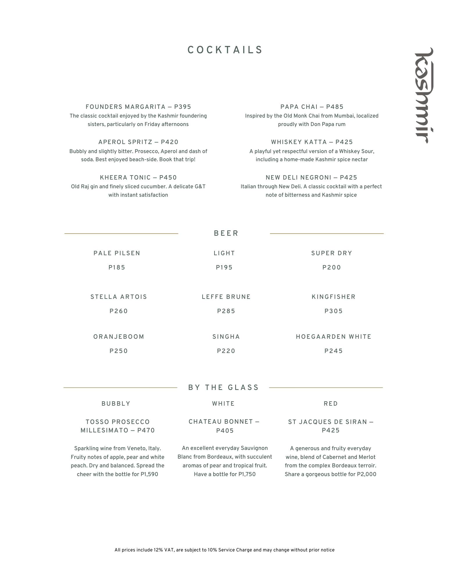 Menu at Kashmir BGC restaurant, Taguig