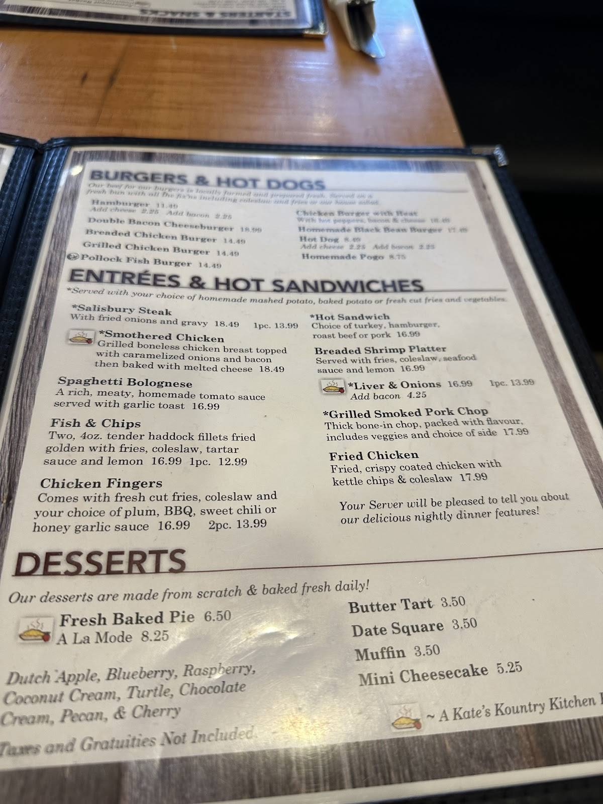Menu at Kates Kountry Kitchen restaurant, Markstay-Warren, ON-17