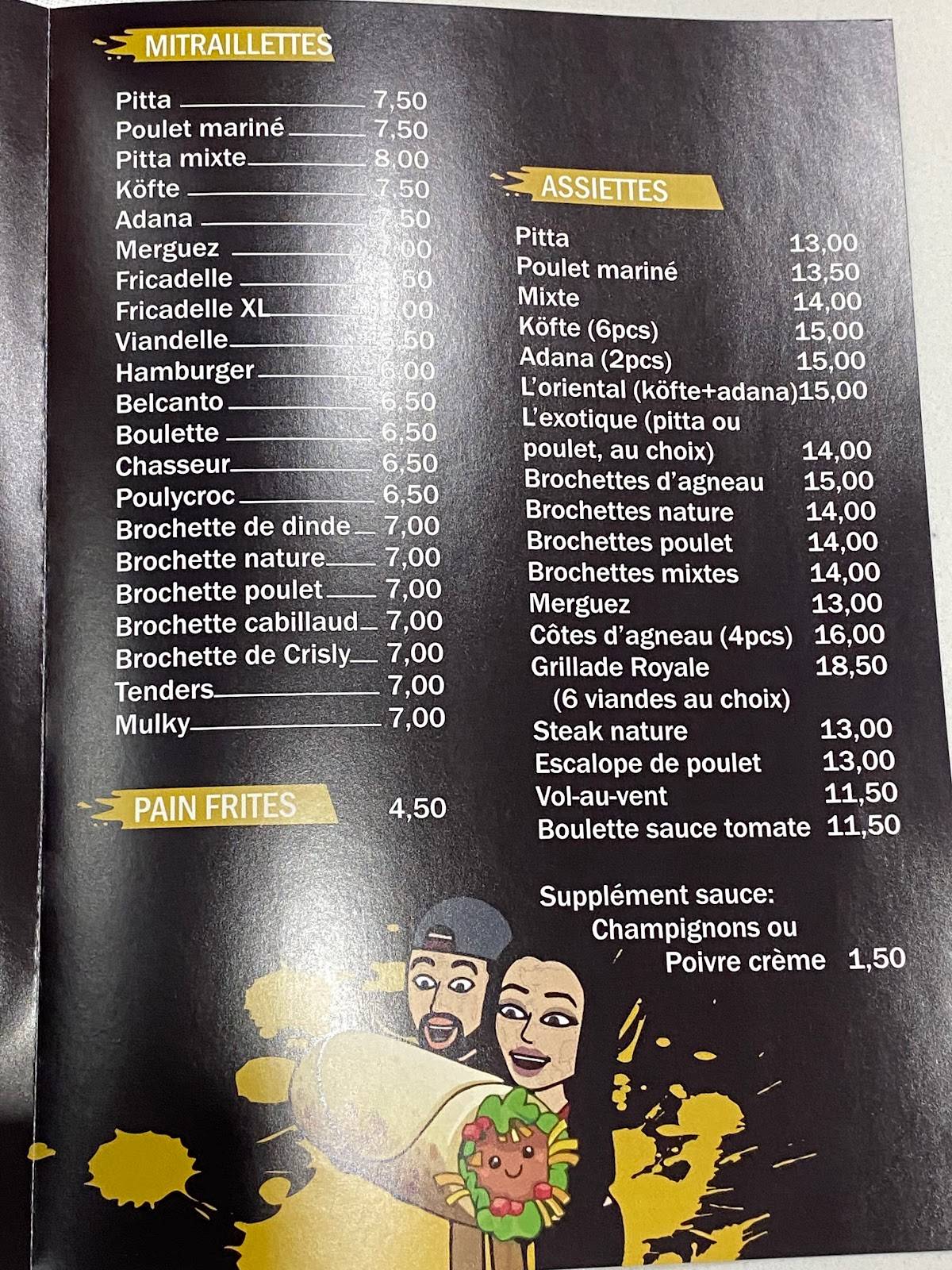 Menu at Kb Food, Charleroi