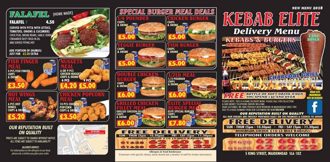 Menu at Kebab Elite fast food, Maidenhead