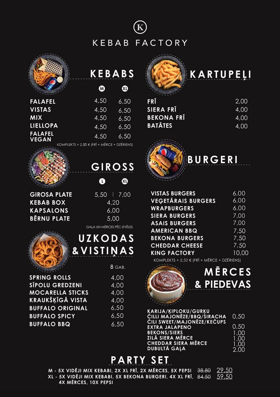Menu at K restaurant, Smižany