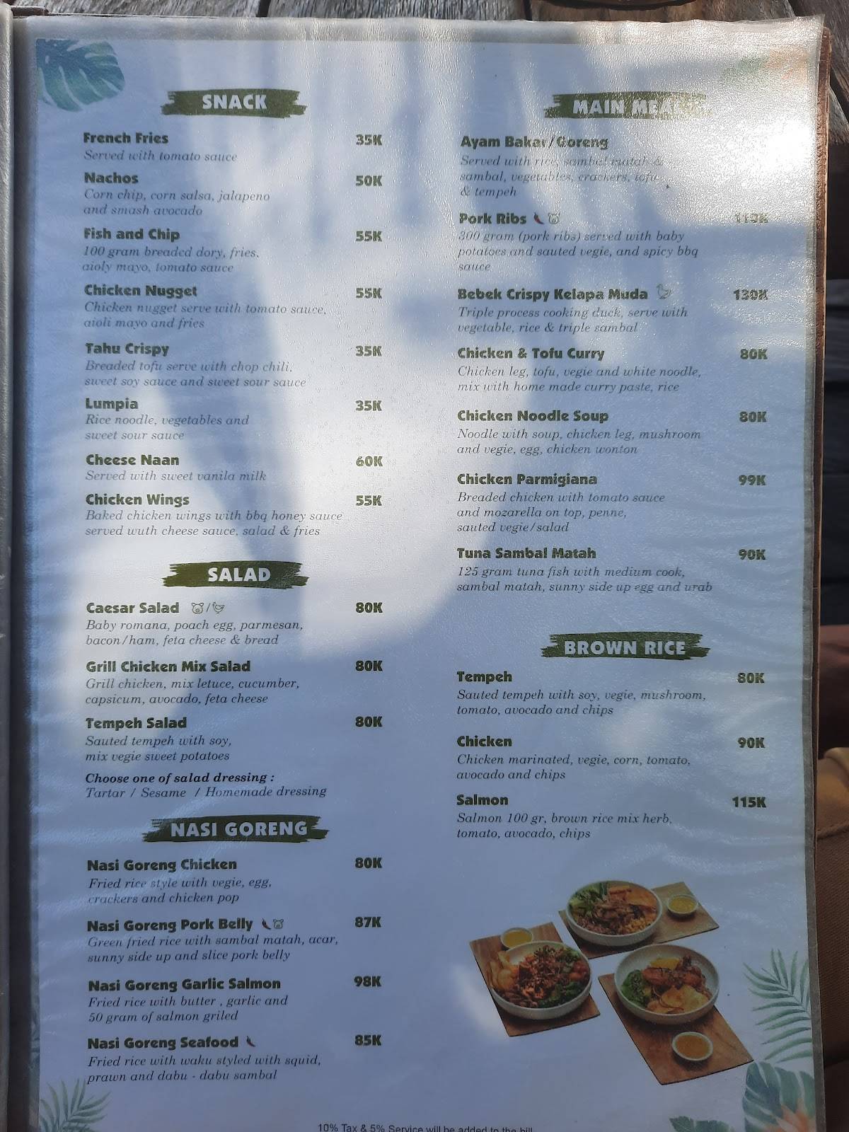 Menu at Kelapa Muda Ubud Pool Bar & Kitchen, Indonesia