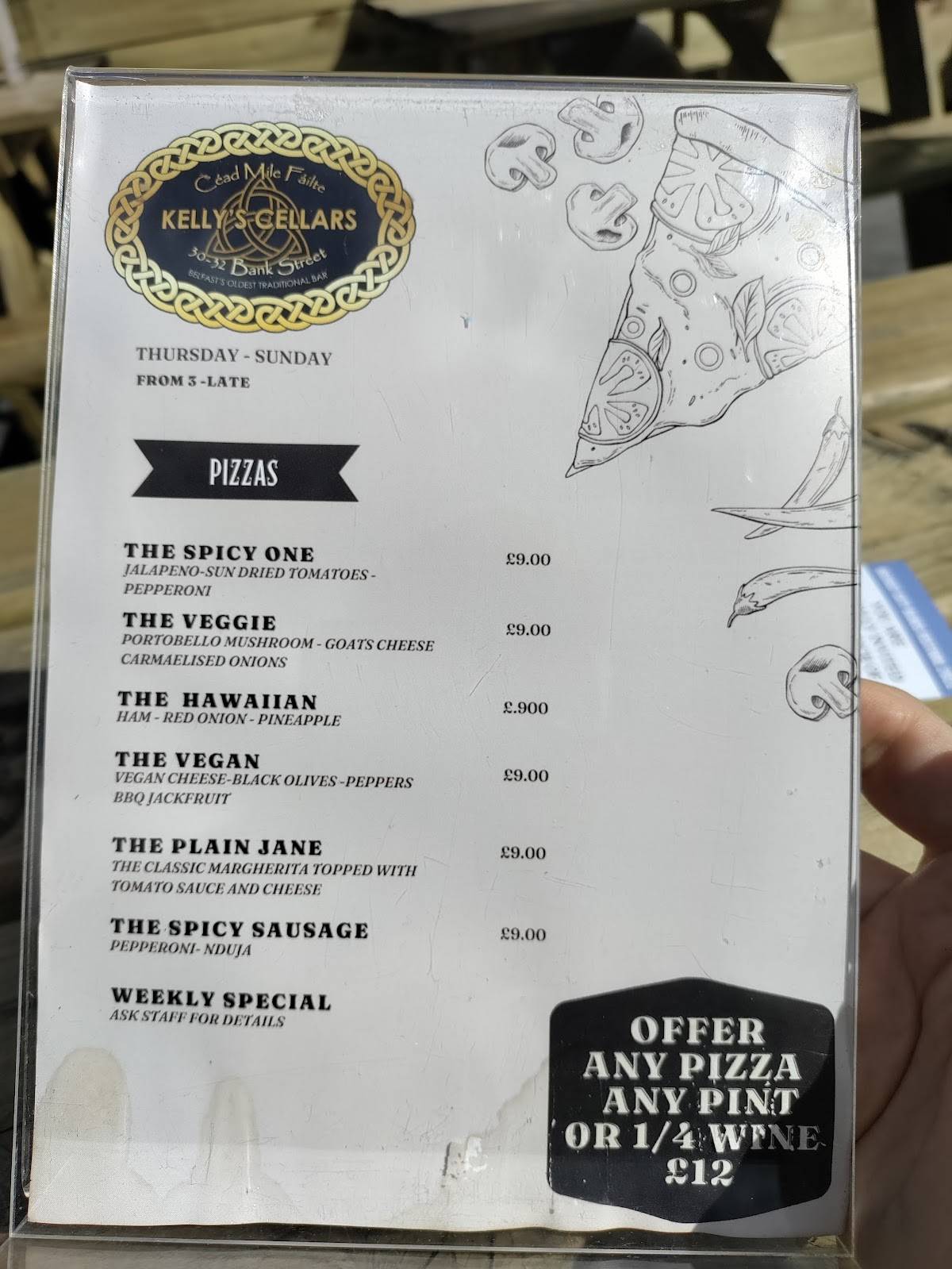 Menu at Kelly's Cellars pub & bar, Belfast, 30-32 Bank St