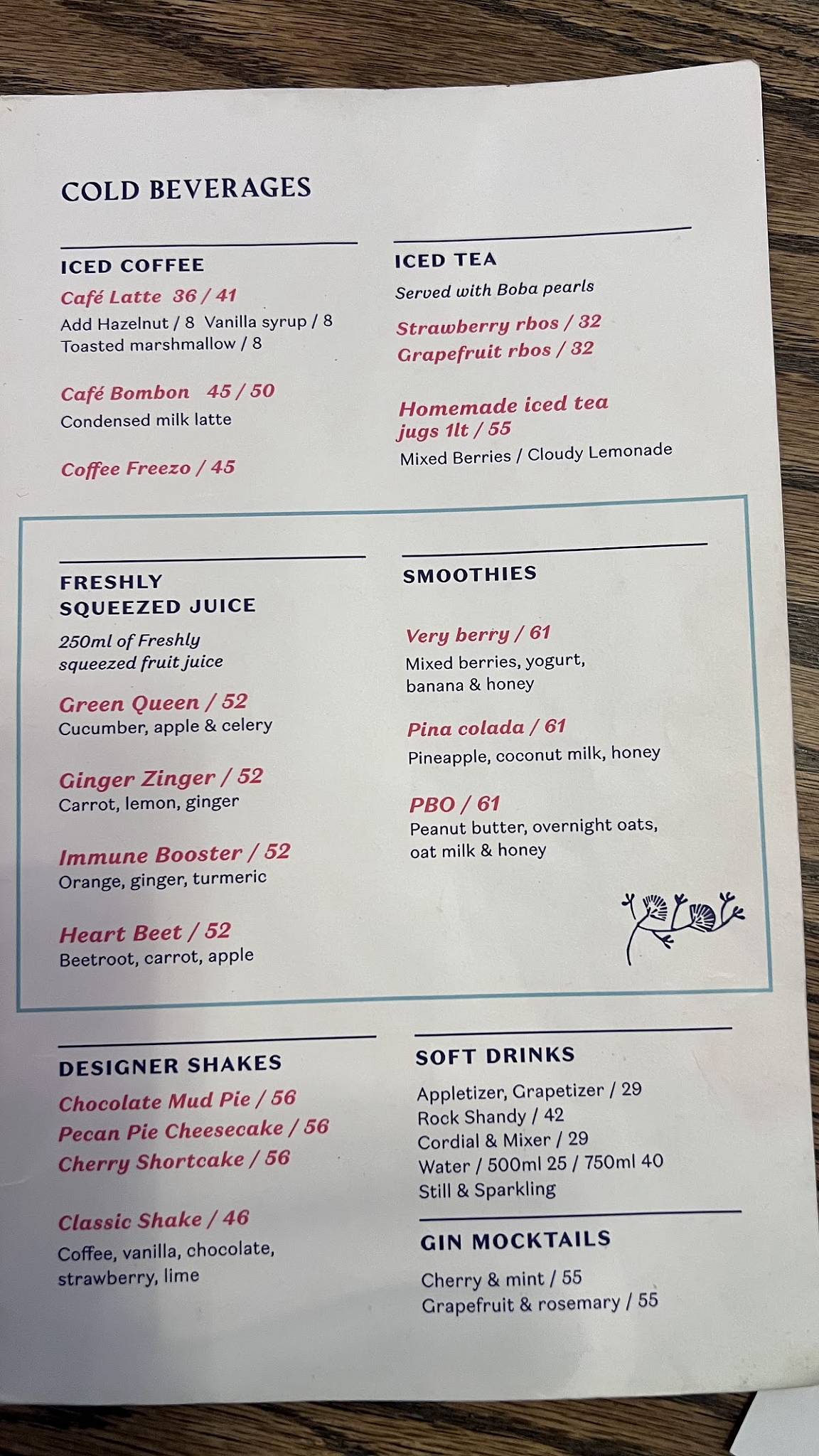 Menu at The Frida Cafe, Kempton Park
