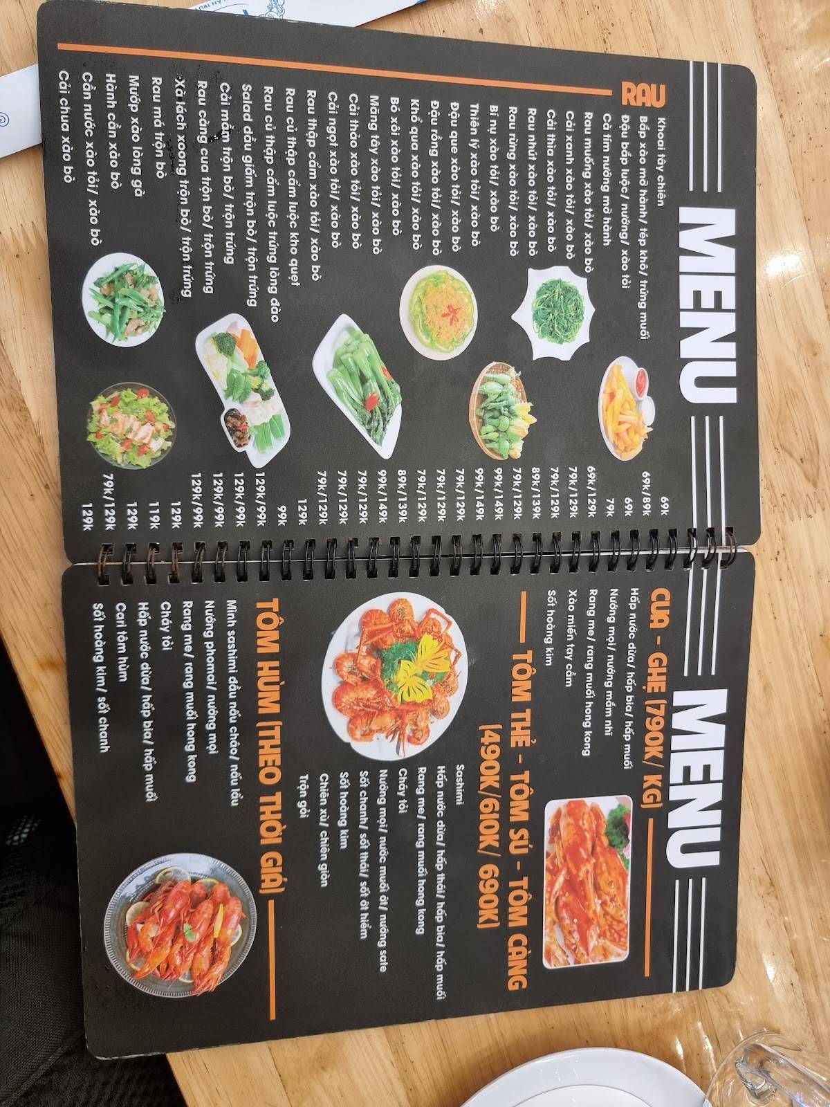 Menu at Ken Em Quán restaurant, Ho Chi Minh City