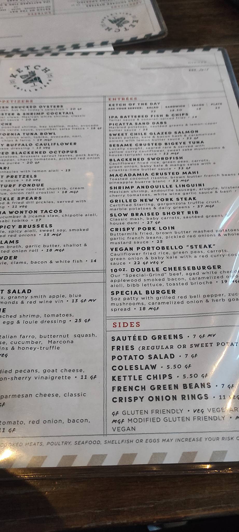 Menu at Ketch Grill and Taps pub & bar, San Diego, Shelter Island Dr
