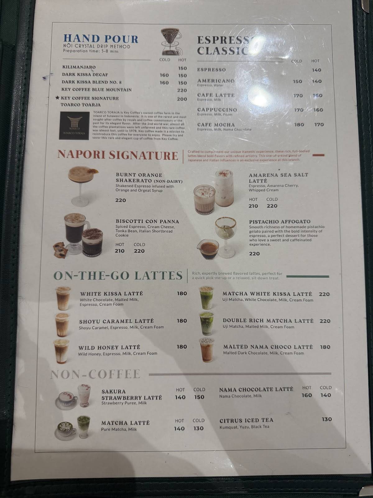 Menu at Key Coffee Kissaten - Opus restaurant, Quezon City