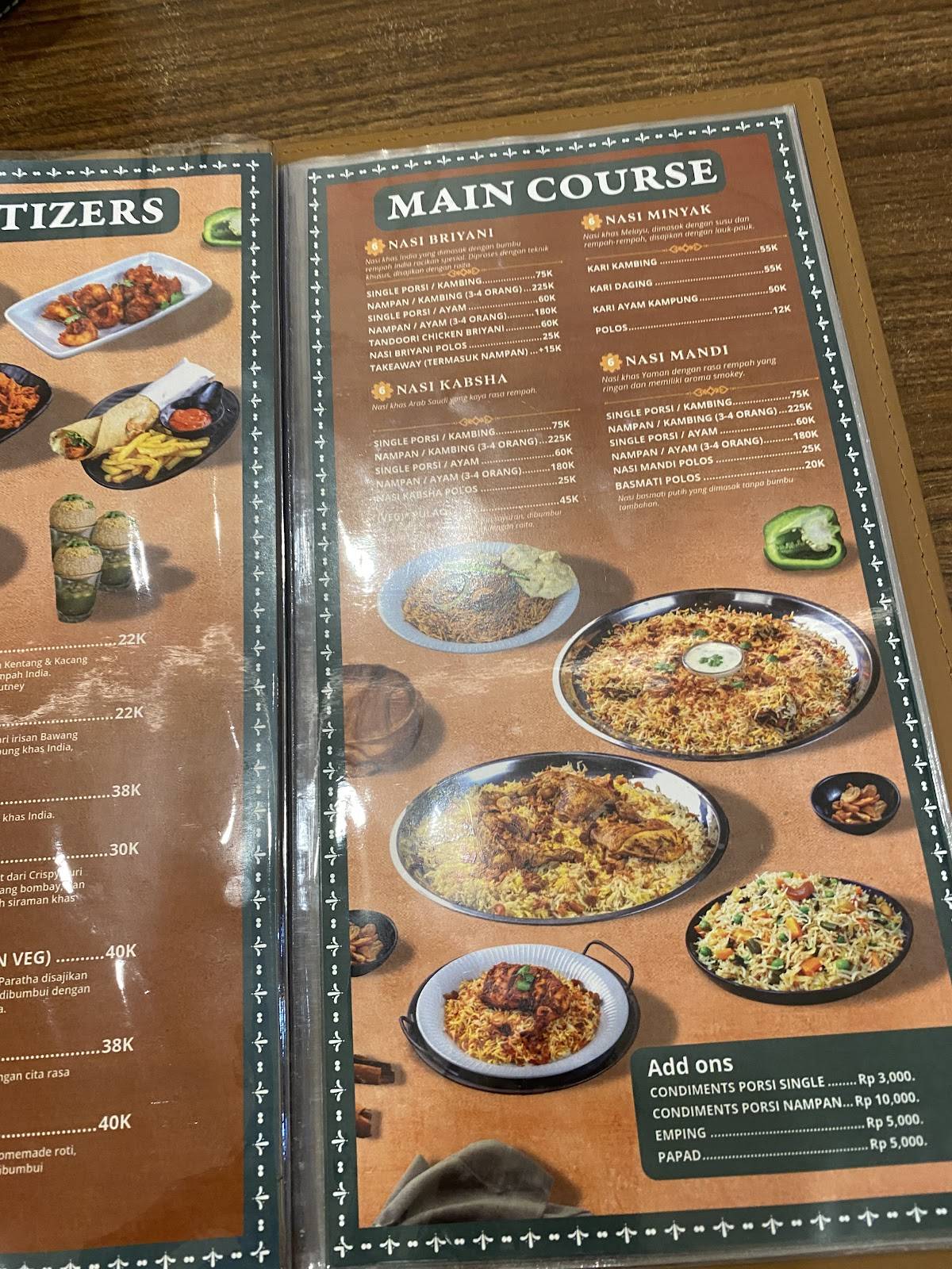 Carta del restaurante Khan’s Kitchen 786, Jambi