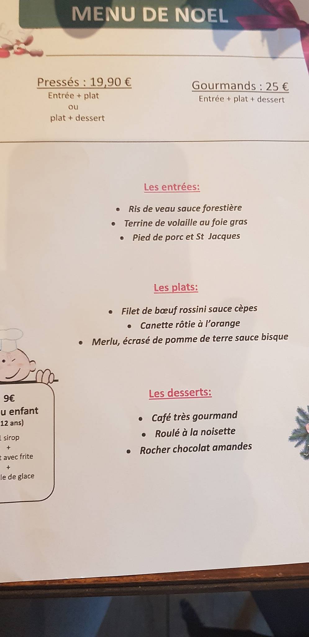 Menu at Kika restaurant, Saint-Jean-de-Luz