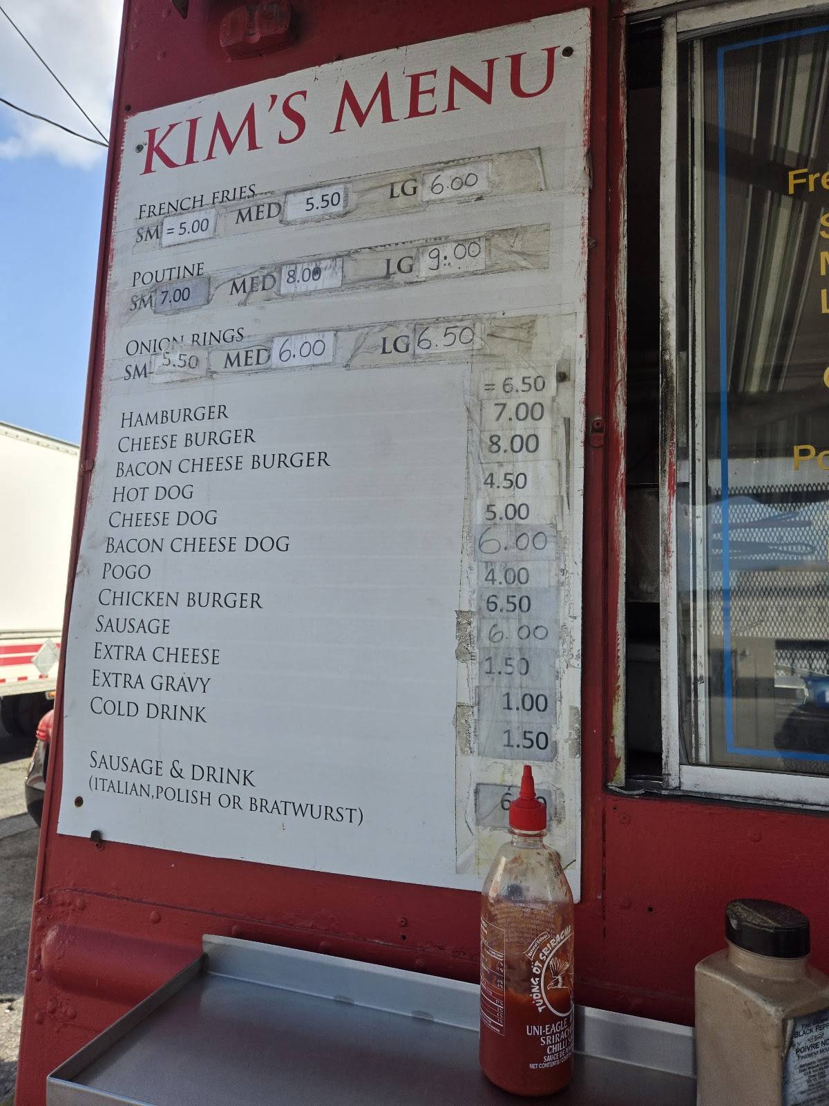 Menu at Kim's Chip Wagon restaurant, Ottawa