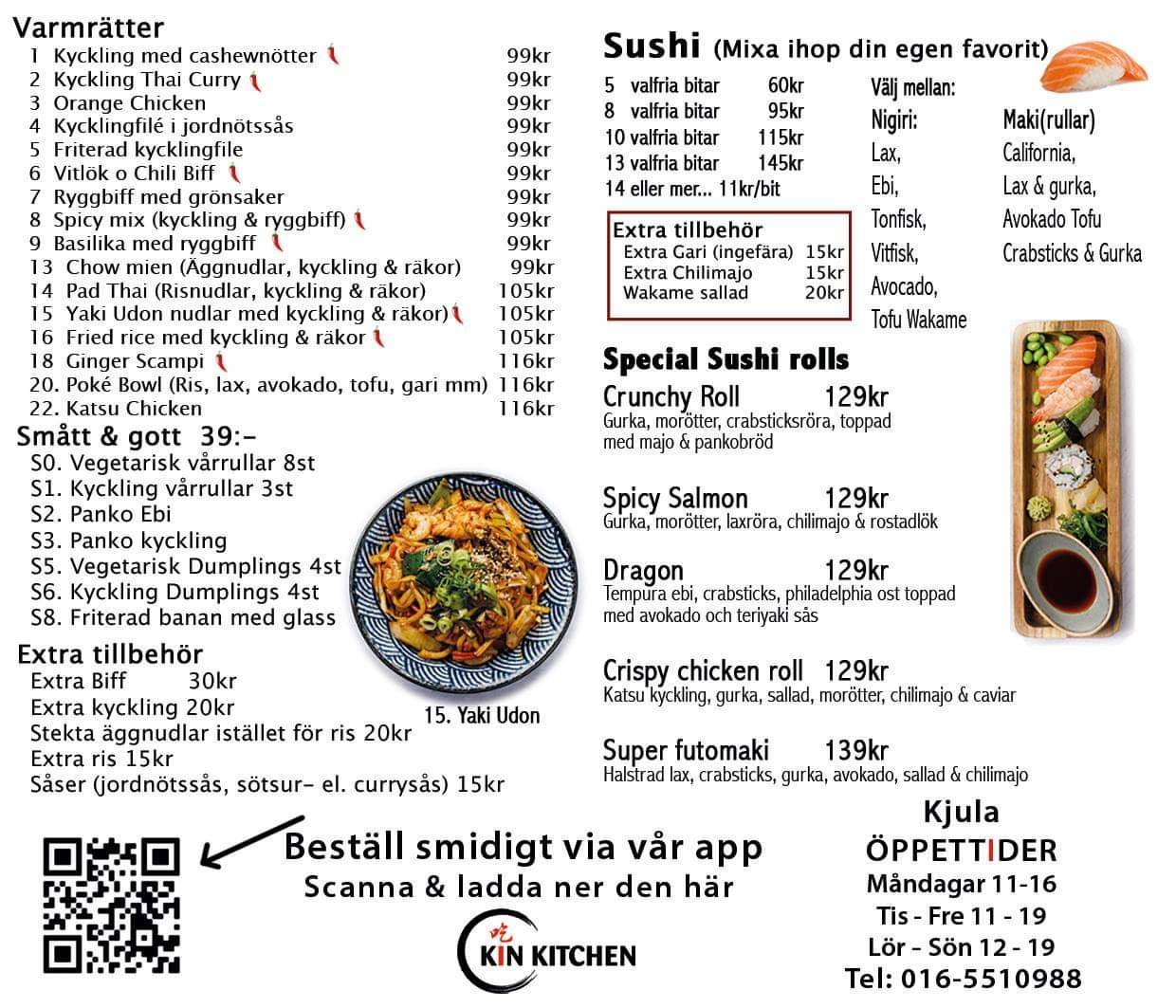 Menu at Kin Kitchen - Restaurang Eskilstuna restaurant, Eskilstuna