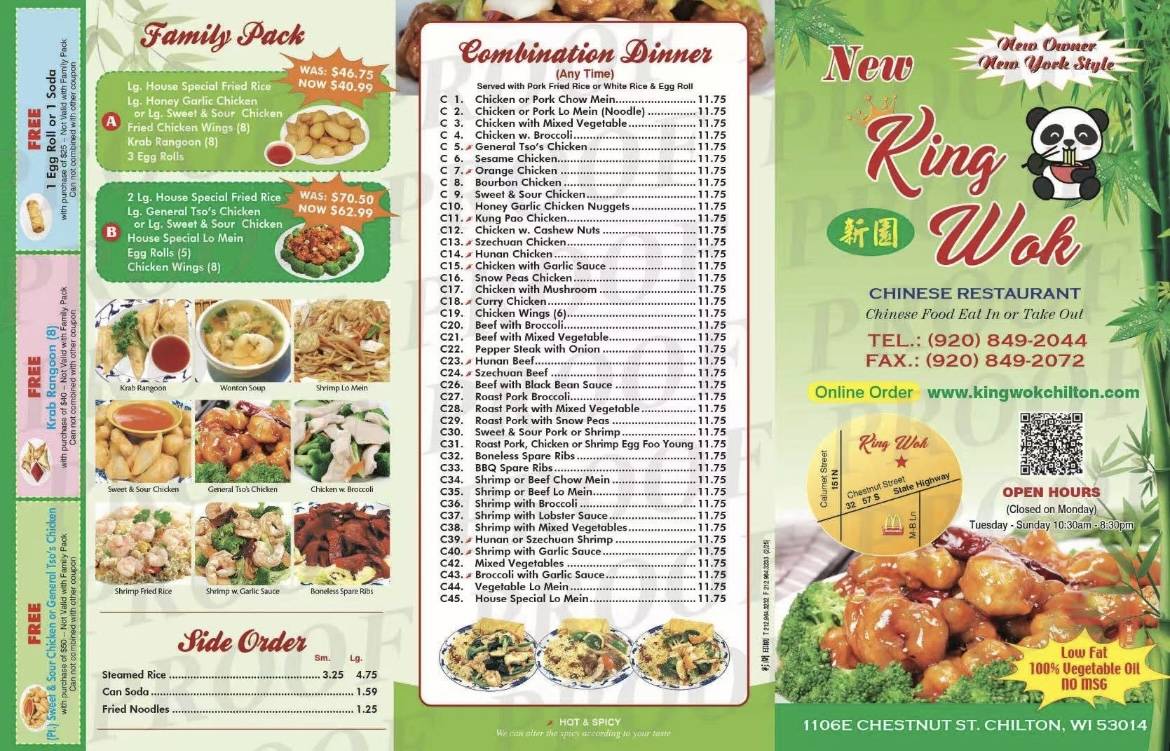 Menu at King Wok restaurant, Chilton