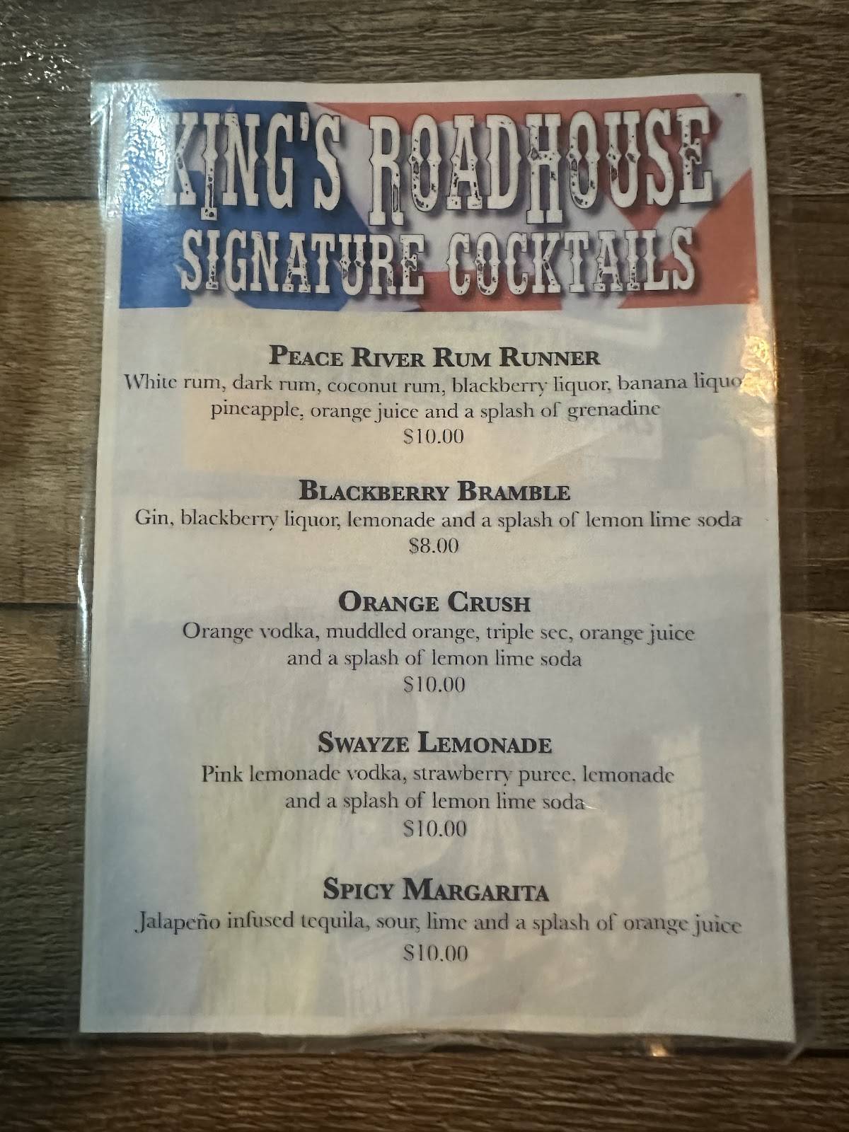 Menu at Kings Roadhouse Bar & Grill, Port Charlotte