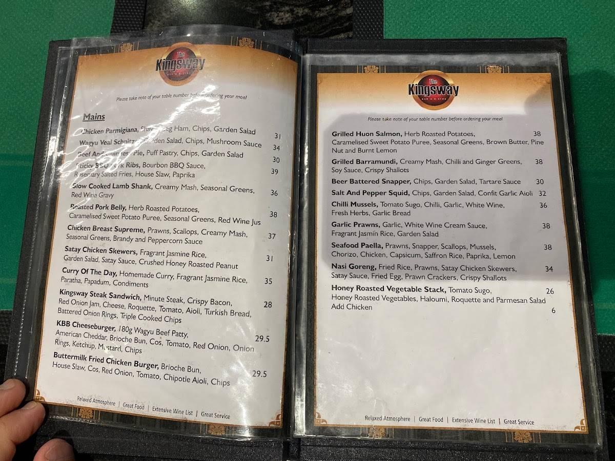 Menu at Kingsway Bar & Bistro, Darch