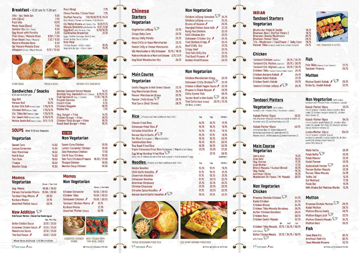 Menu at Kinka Spice Restaurant (Indo Chinese/North Indian), Dubai