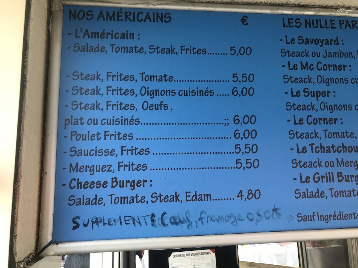 Menu au Kiosque Gambetta restaurant, Cannes