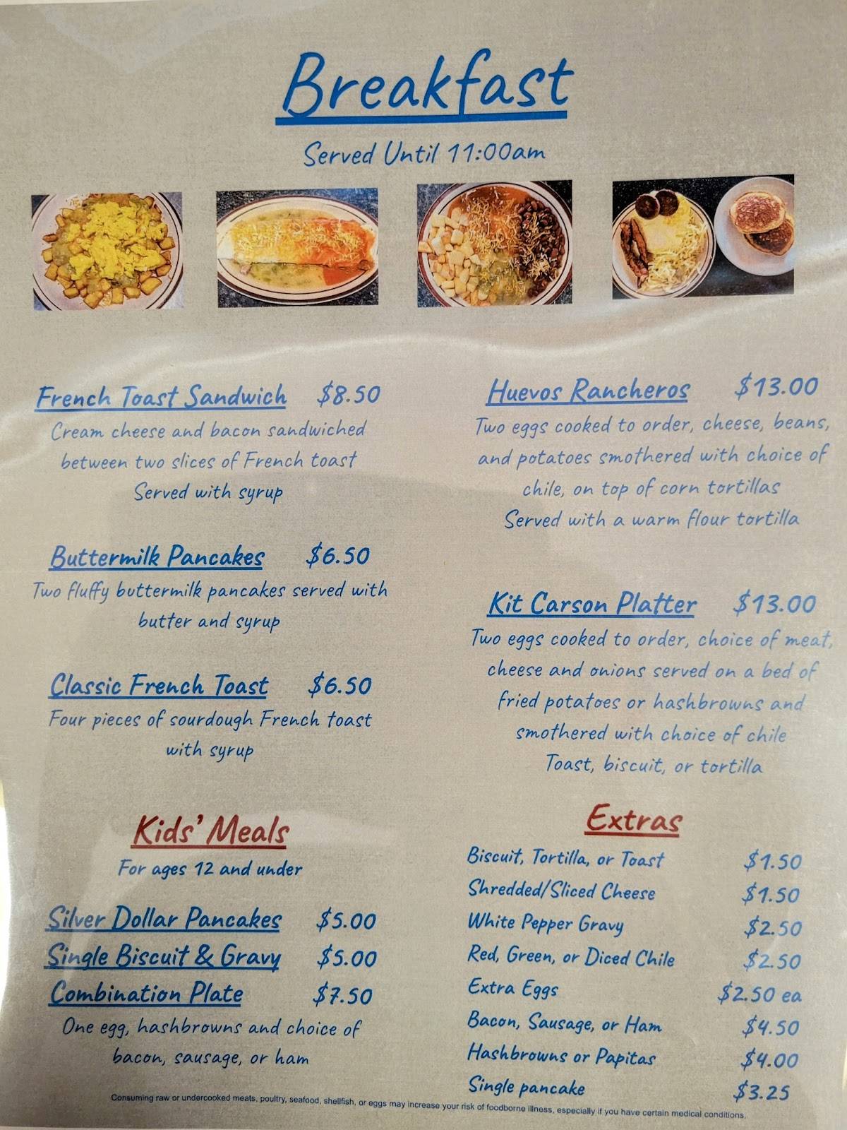 Menu at Kit Carson Restaurant by Mountain Magnolia llc, Cimarron