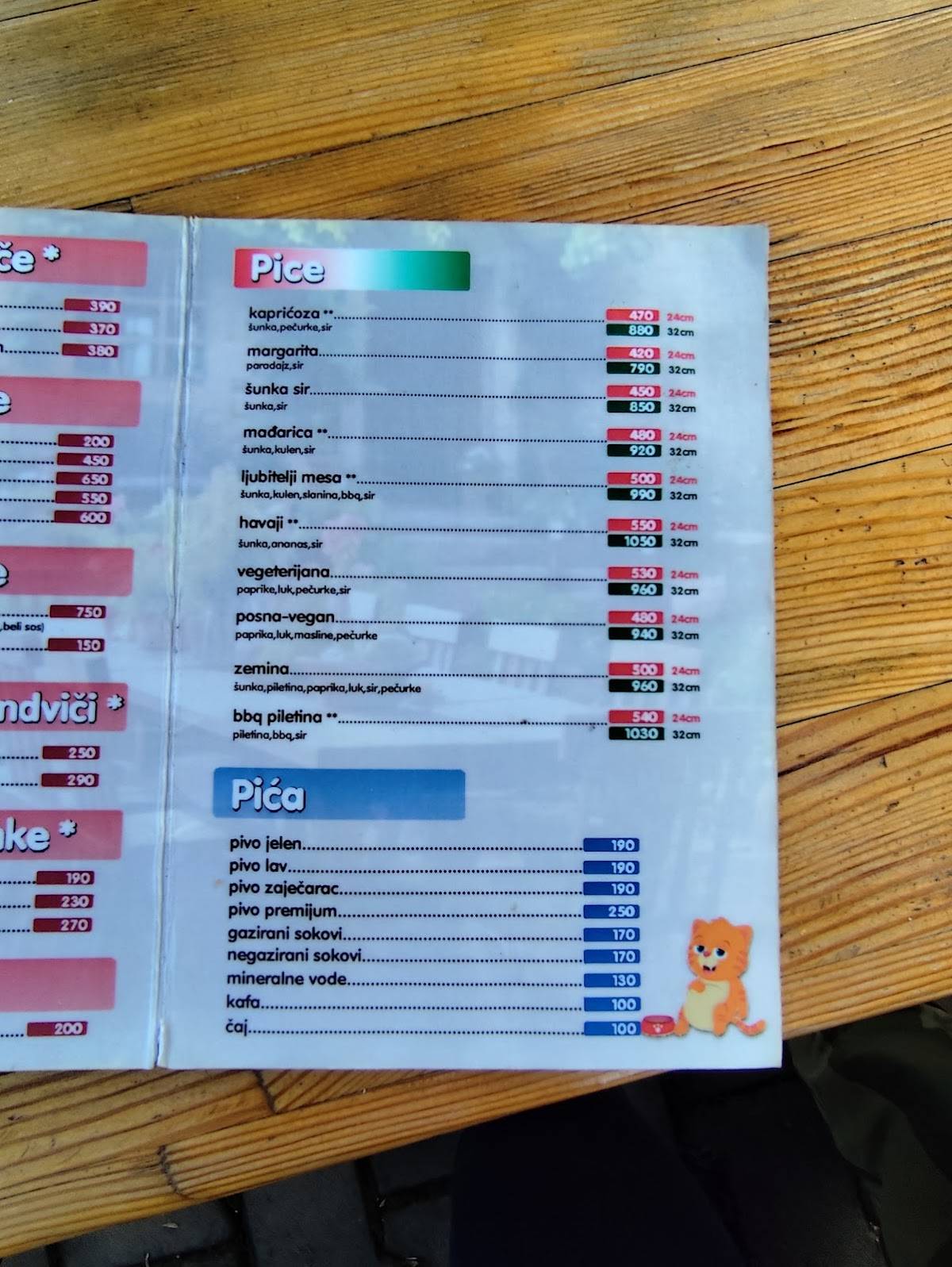 Menu at Klopa Kod Zeme restaurant, Vrdnik