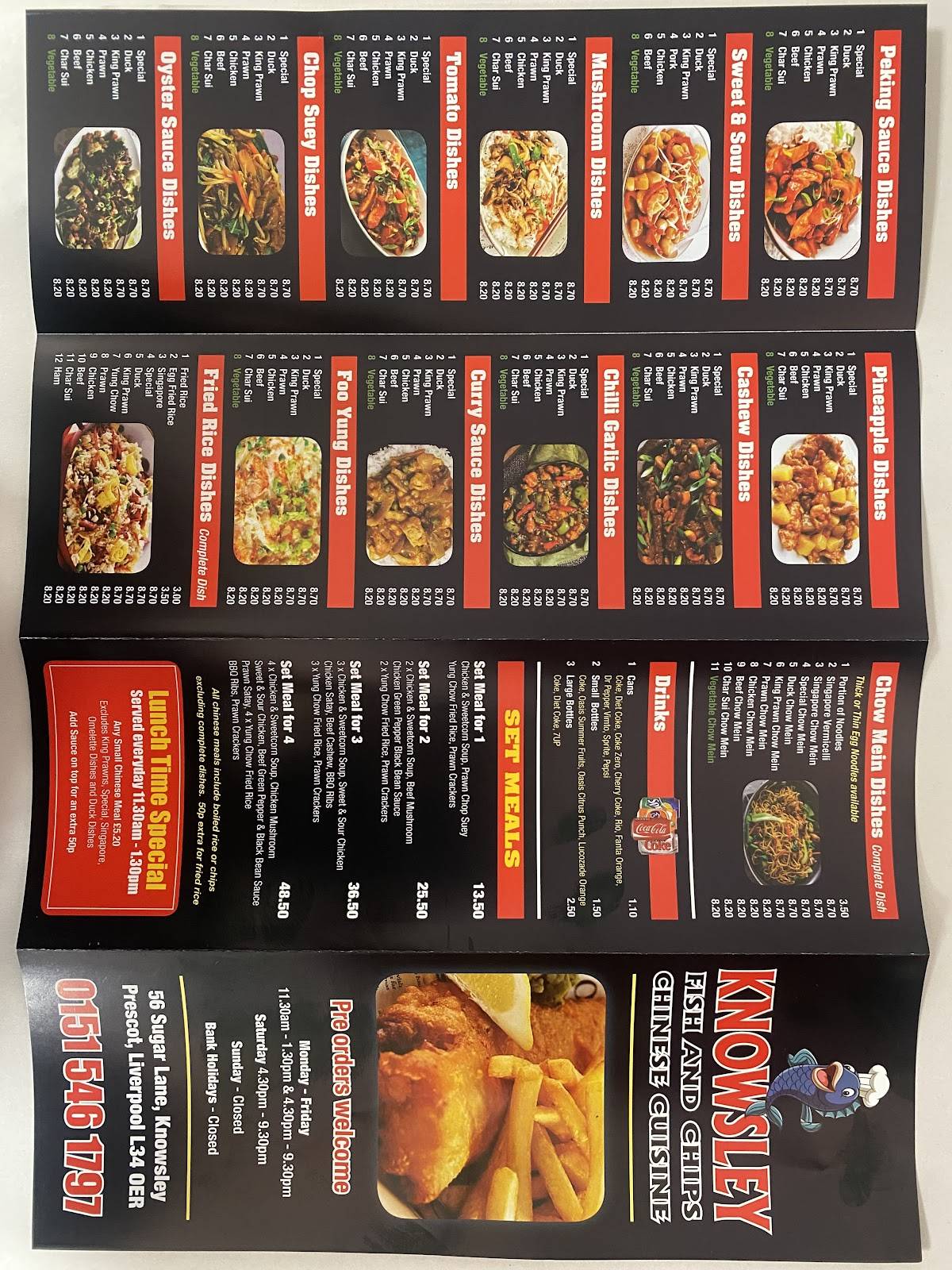 Menu at Knowsley Fish and Chips Shop, Prescot