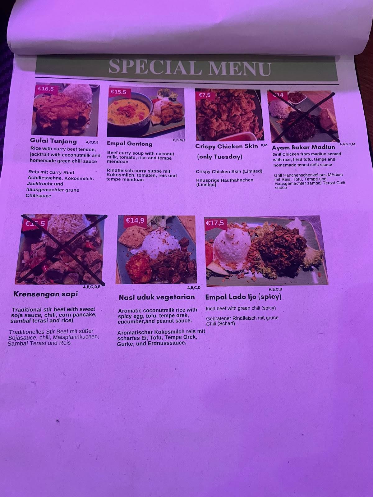 Menu at Koempul - authentic Indonesian Restaurant, Berlin