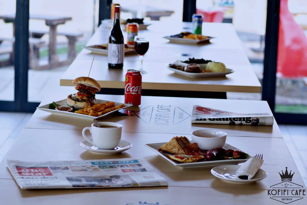 Menu at Kofifi Cafe, Soweto, -1837 Ndaba St