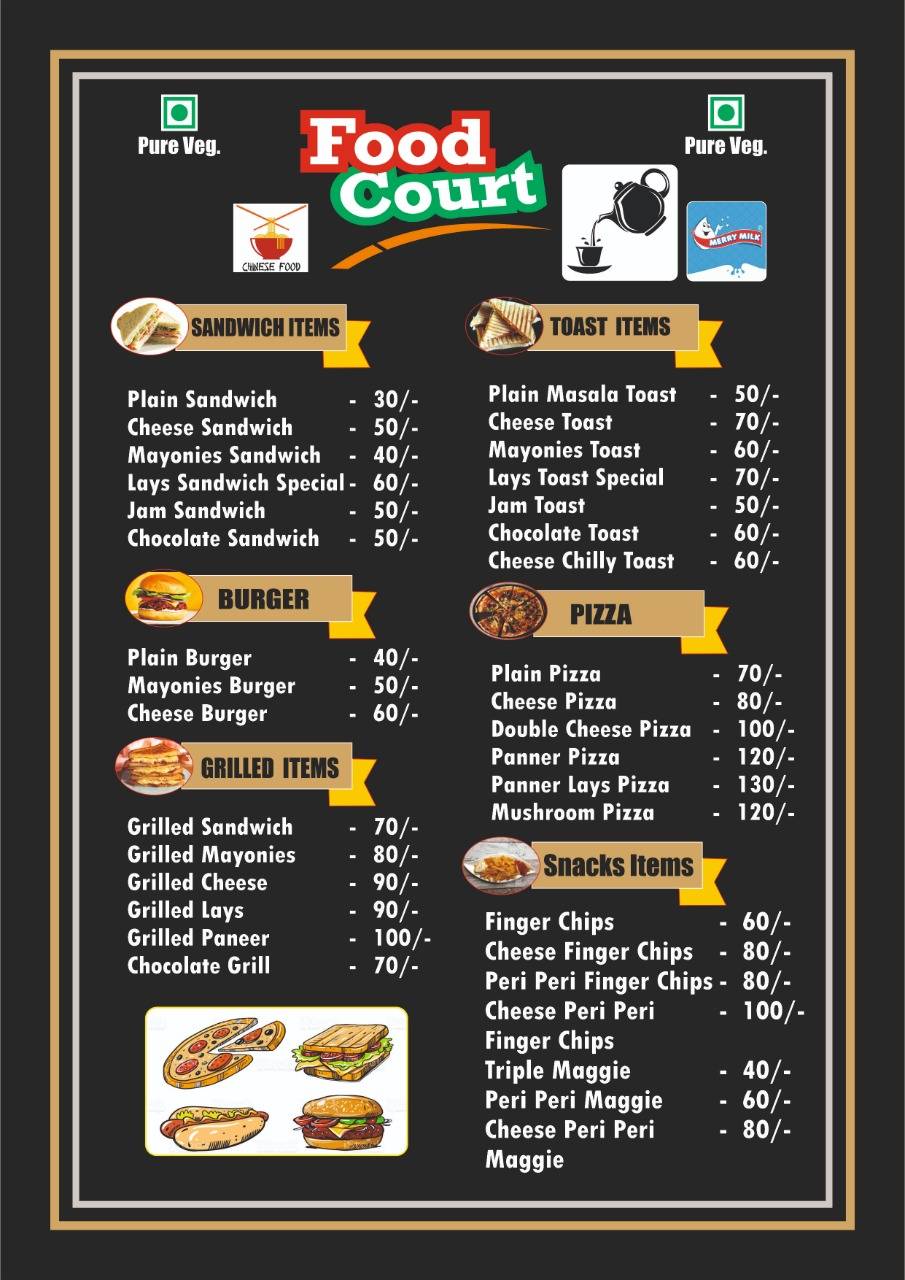 Menu at Food Court, Halondi