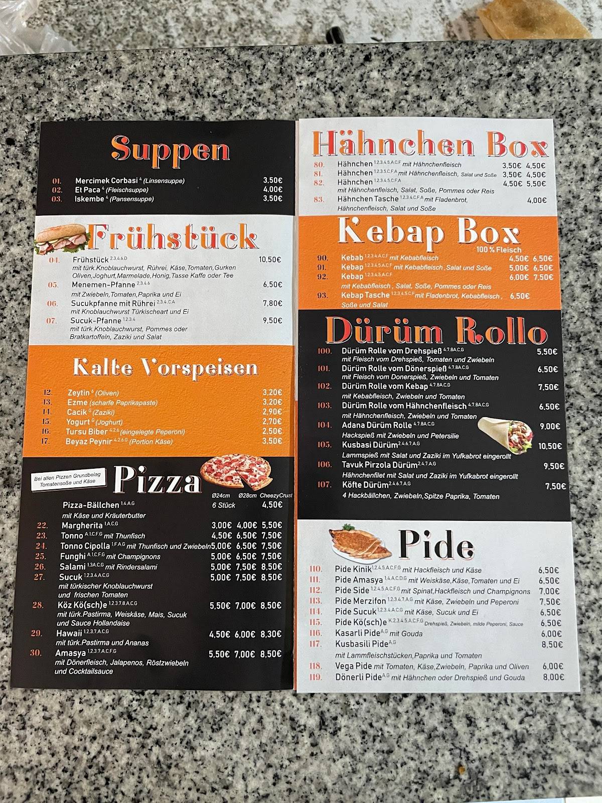 Menu at Köz Kösche, Espelkamp