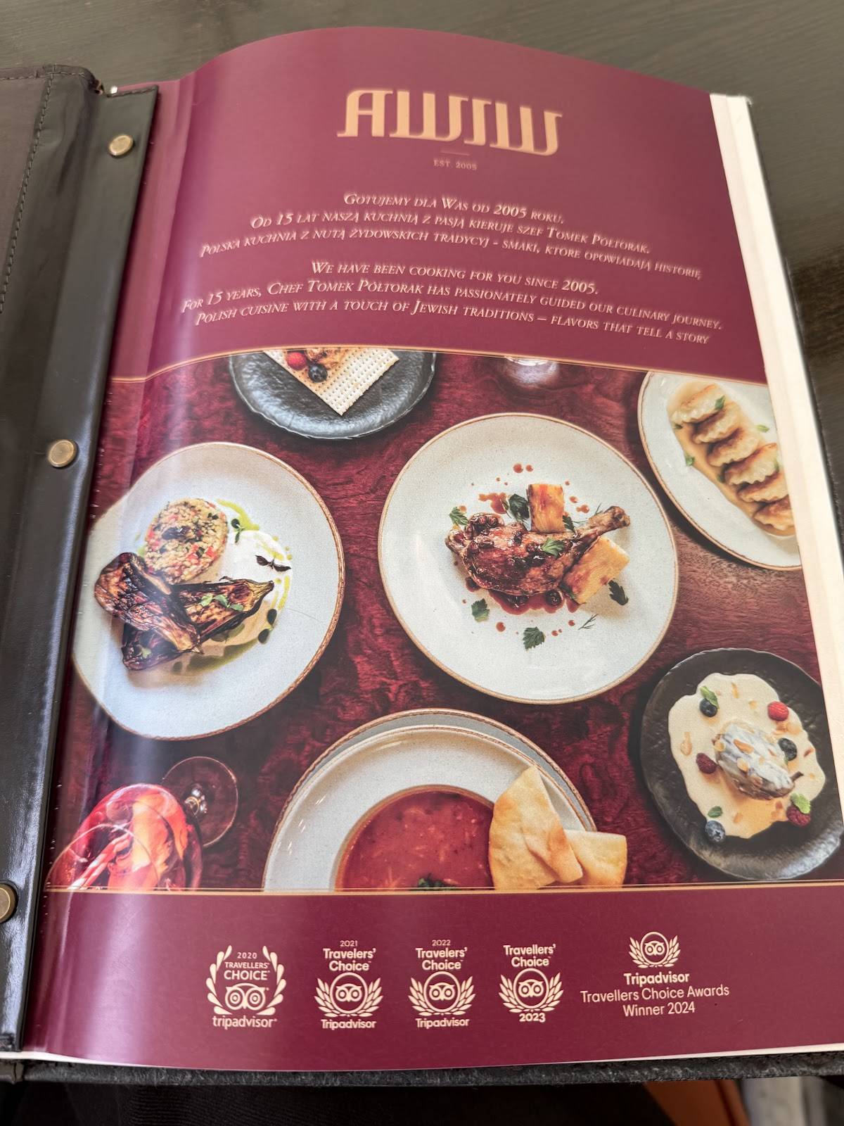 Menu at Awiw Restauracja restaurant, Kraków, Szeroka 13