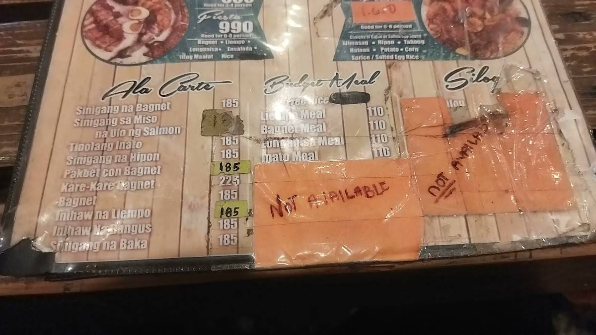 Carta del restaurante Kubo by Gillid’s, Manila
