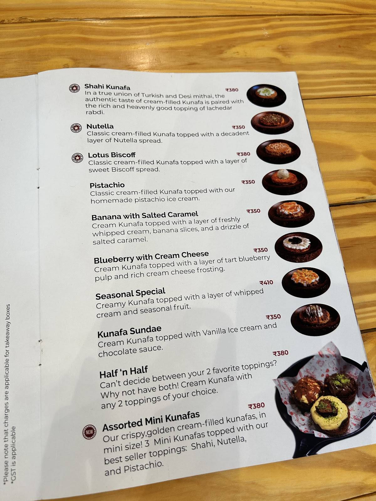 Menu at Kunafa Bytes Baroda, Vadodara