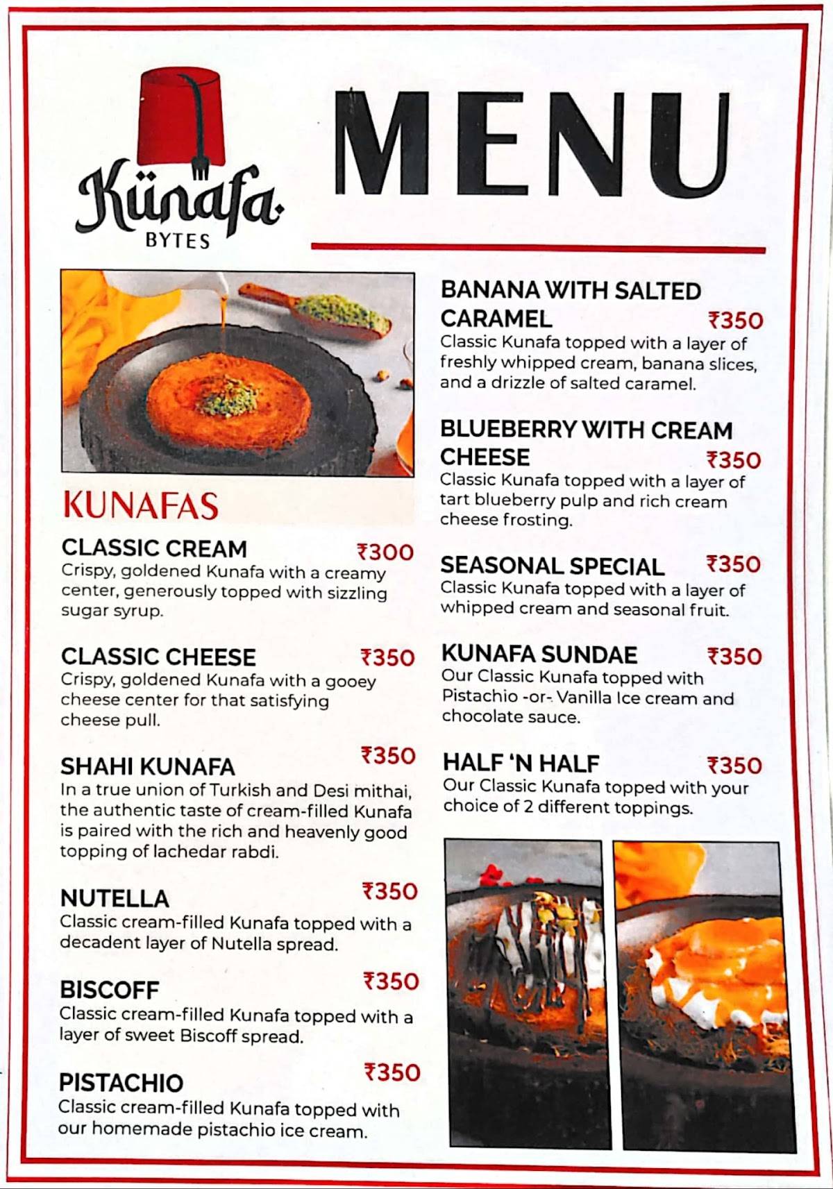 Menu at Kunafa bytes, Mumbai