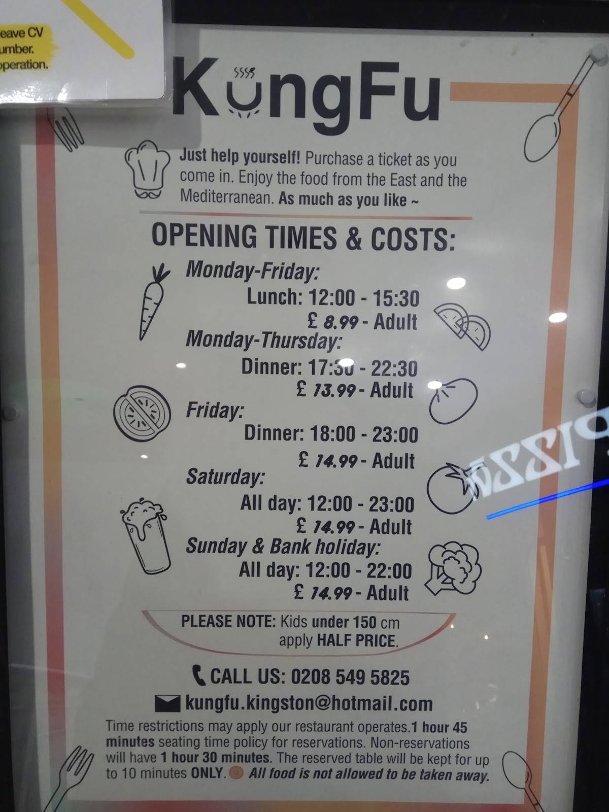 Menu at Kung Fu Chinese Buffet restaurant, Kingston upon Thames ...