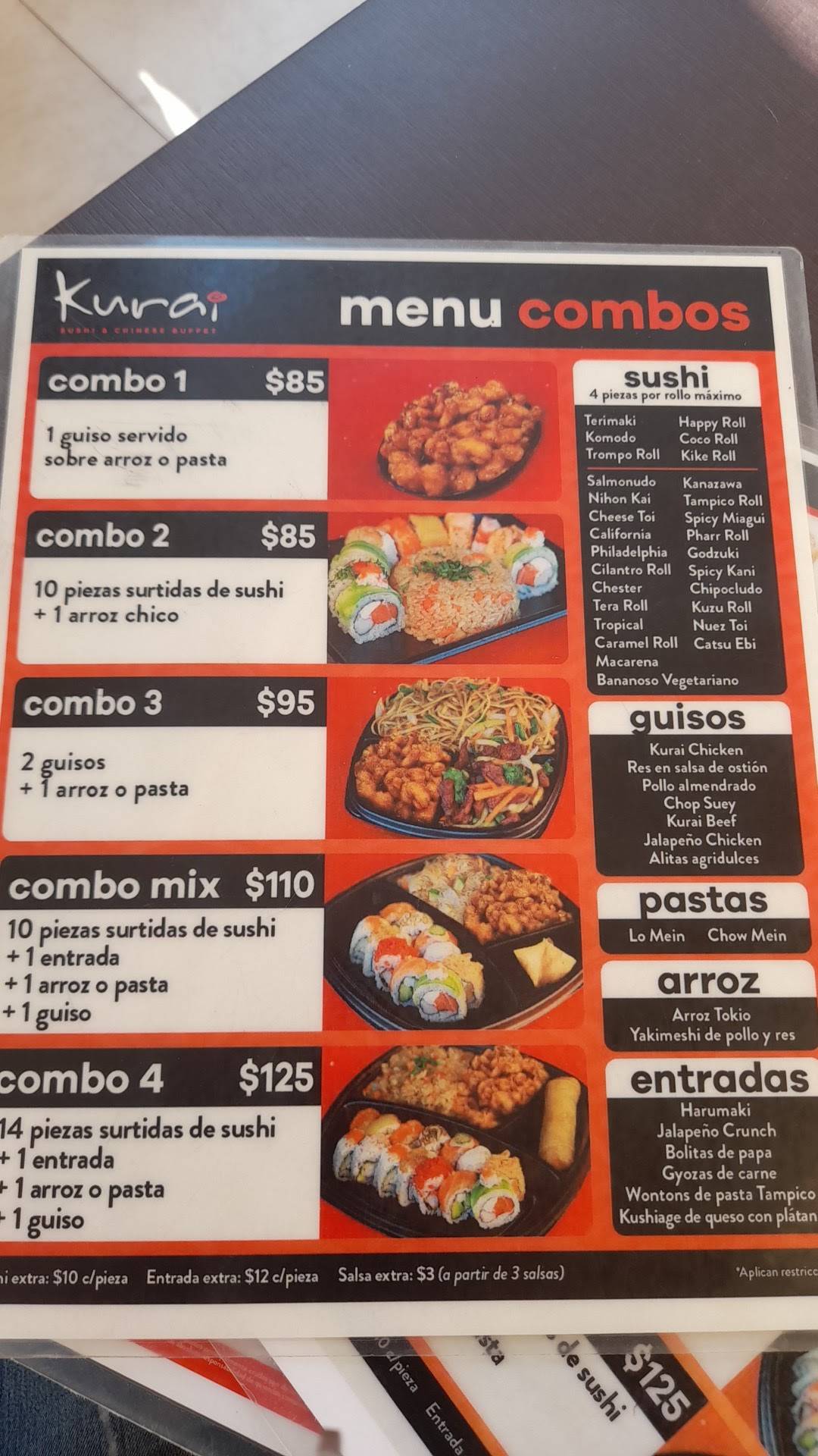 Carta del restaurante Kurai Plaza Del Parque Madero, Ciudad Madero ...