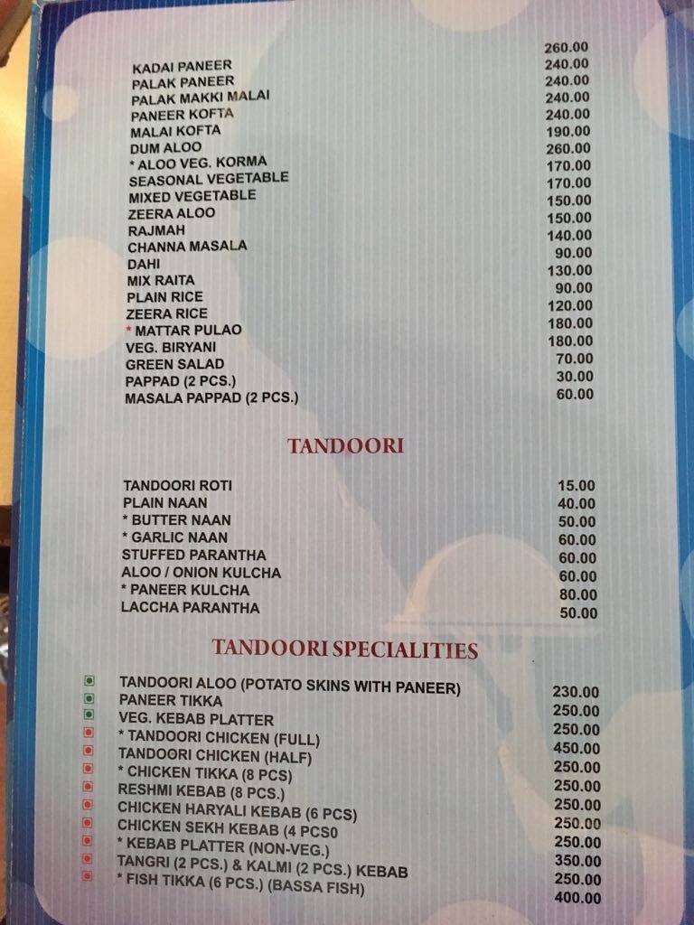 Menu at Kwality Restaurant, Dalhousie